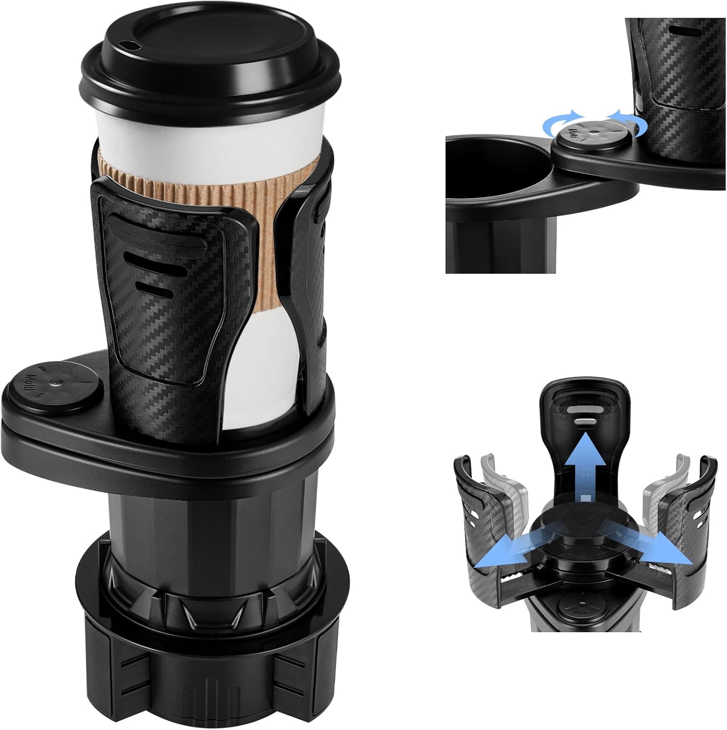 JIZZU Universal Car Dual Cup Holder Adjustable Cup Stand,2 in 1 ...