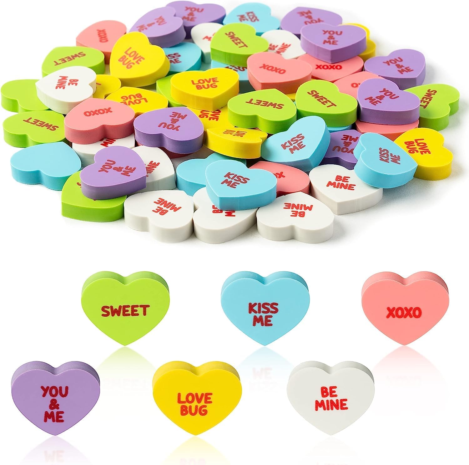 Amazon.com: 300Pcs Heart Mini Erasers for Kids Bulk, Small Cute Pencil ...
