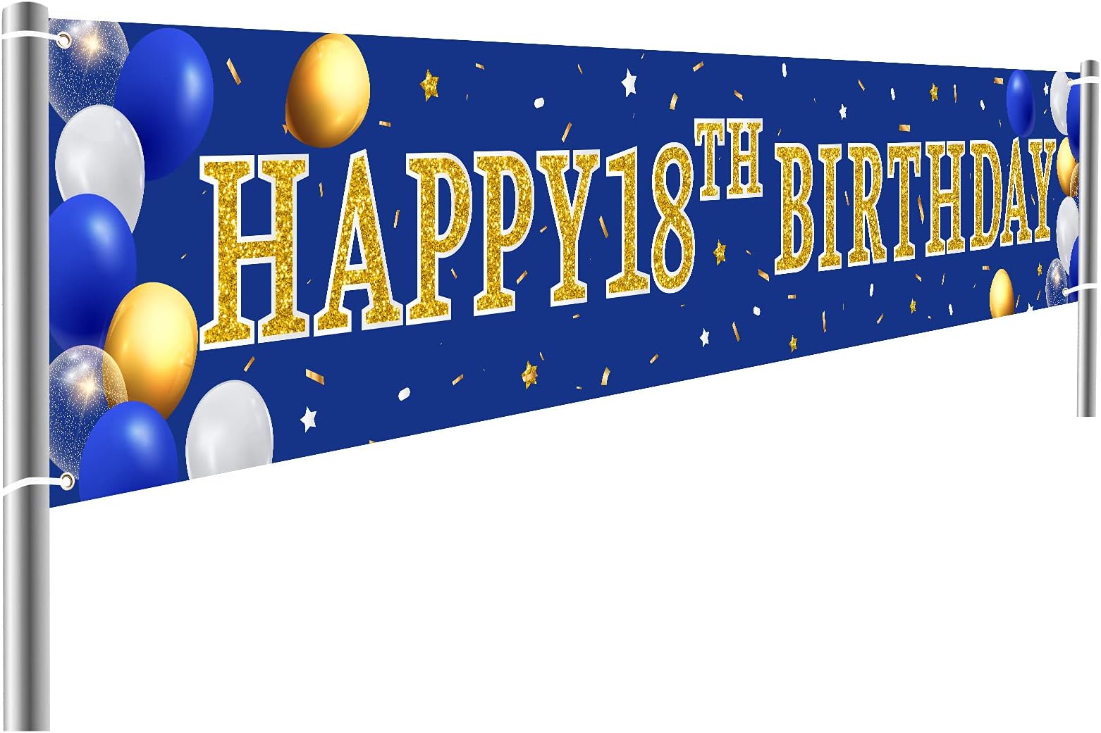 Amazon.com: Oh S*it I’m 18! Banner Backdrop Glitter Blue Hello 18 ...