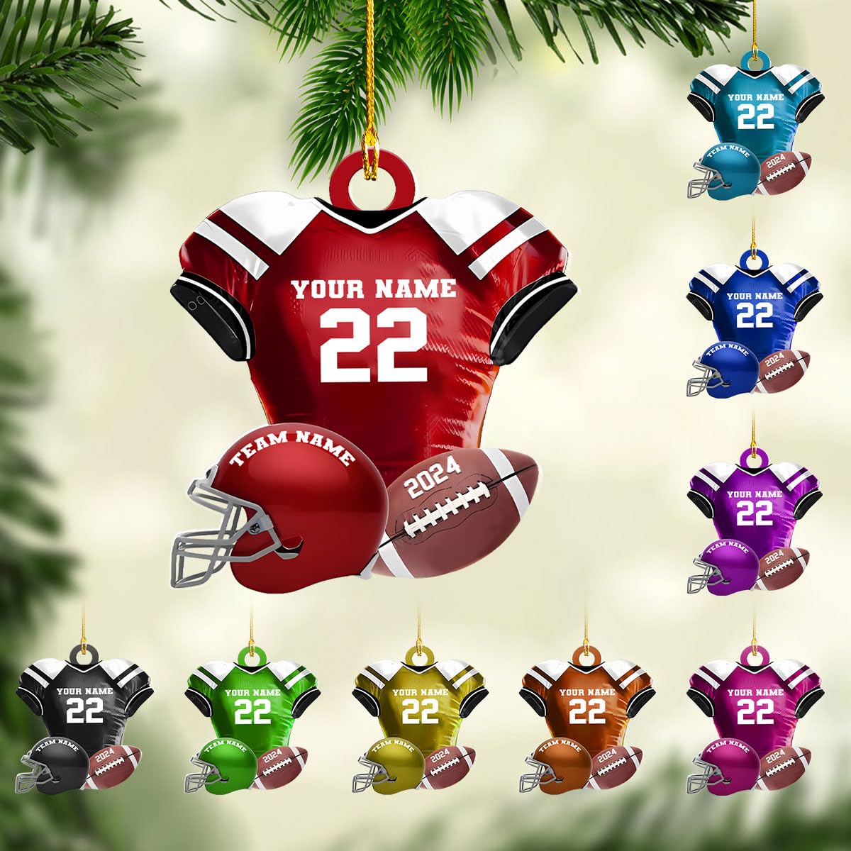 Amazon.com: Artparel Personalized Football Ornament Customized Football ...