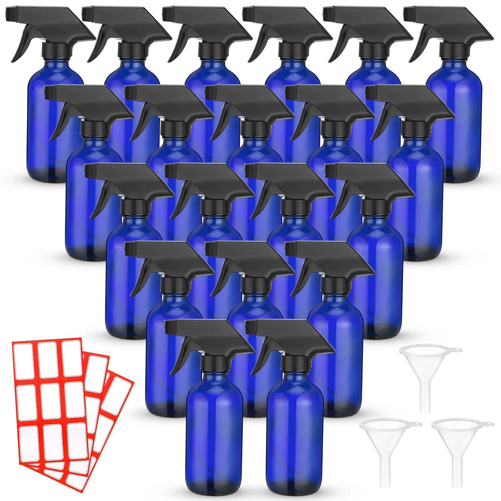 Amazon.com: Norme 24 Pcs Glass Spray Bottles 8 oz Spray Bottles with Funnels and Labels ...