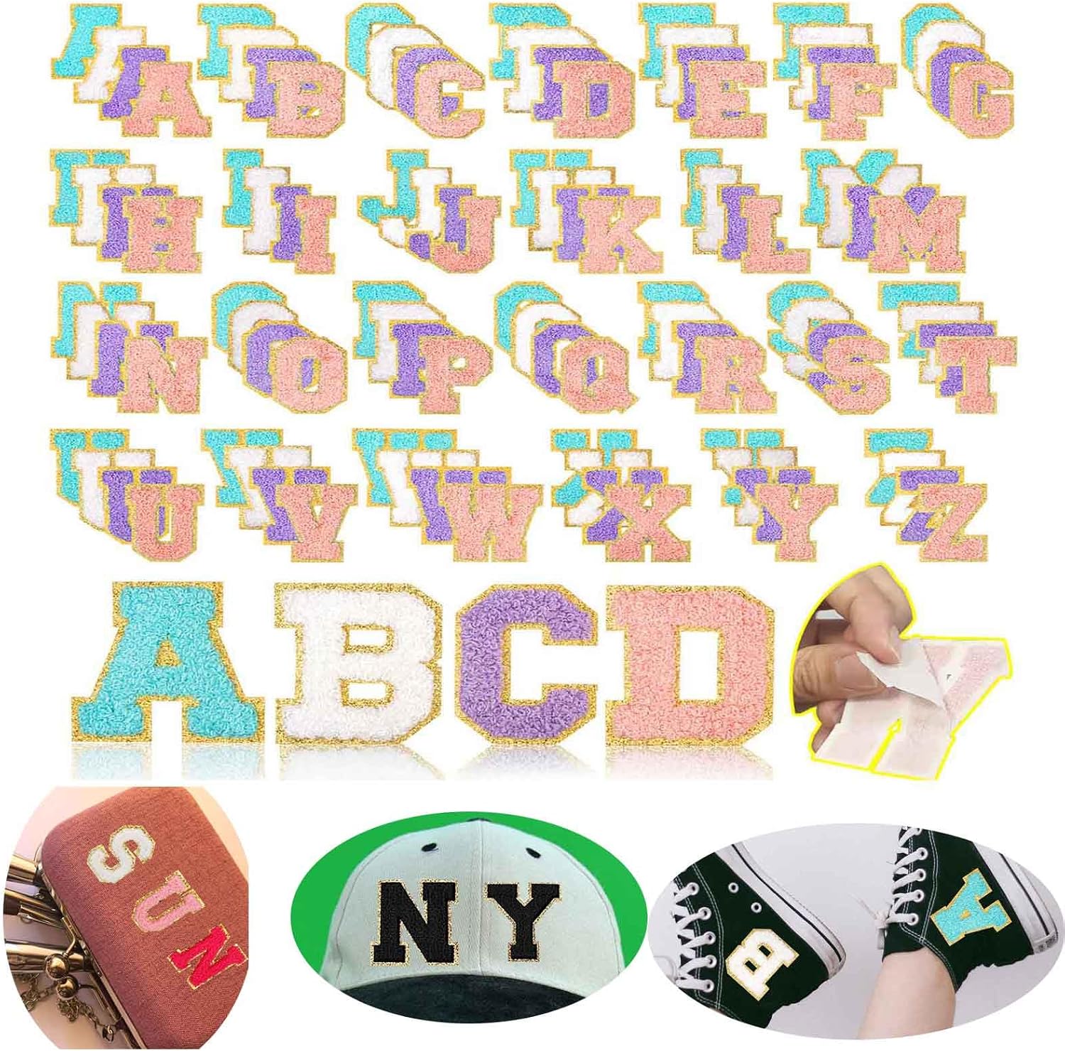 Amazon.com: LalaKoo 104 Pcs Chenille Letter Patches Self-Adhesive ...