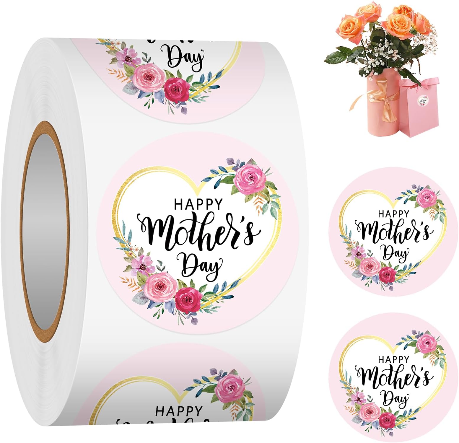 Amazon.com : Acetiamin Happy Mother's Day Label Stickers Roll, 1.5 Inch ...