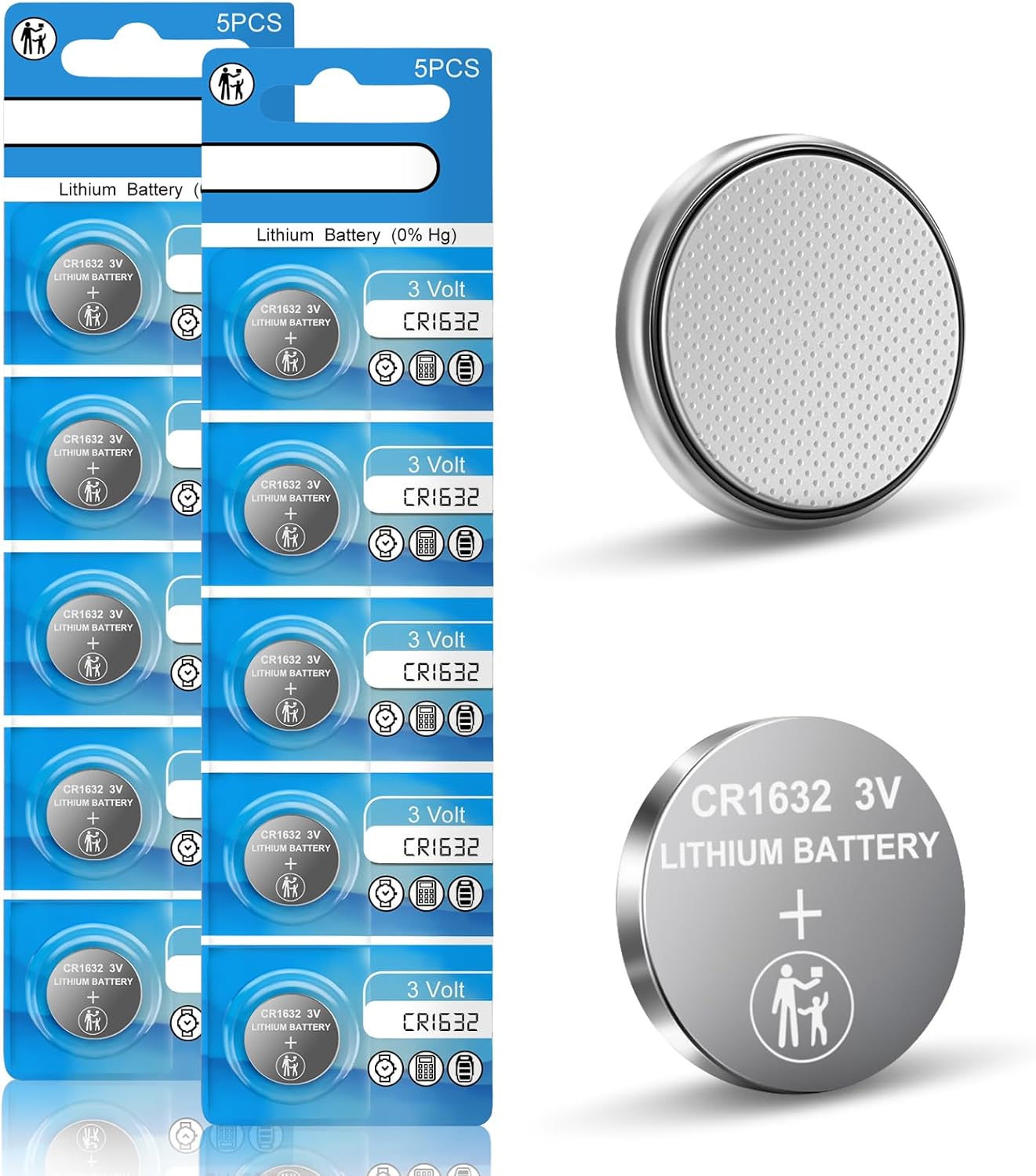 Amazon.com: volkate CR1632 Lithium Battery 3V, 10 Count Pack CR 1632 3 ...
