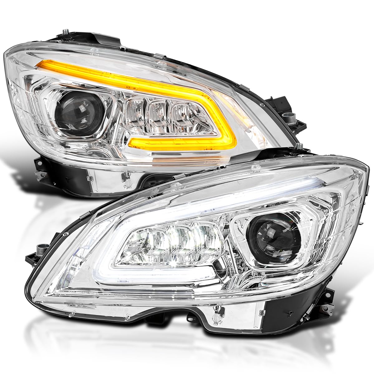 Spec-D Tuning Chrome Full LED Projector Headlights w/Sequential Turn ...