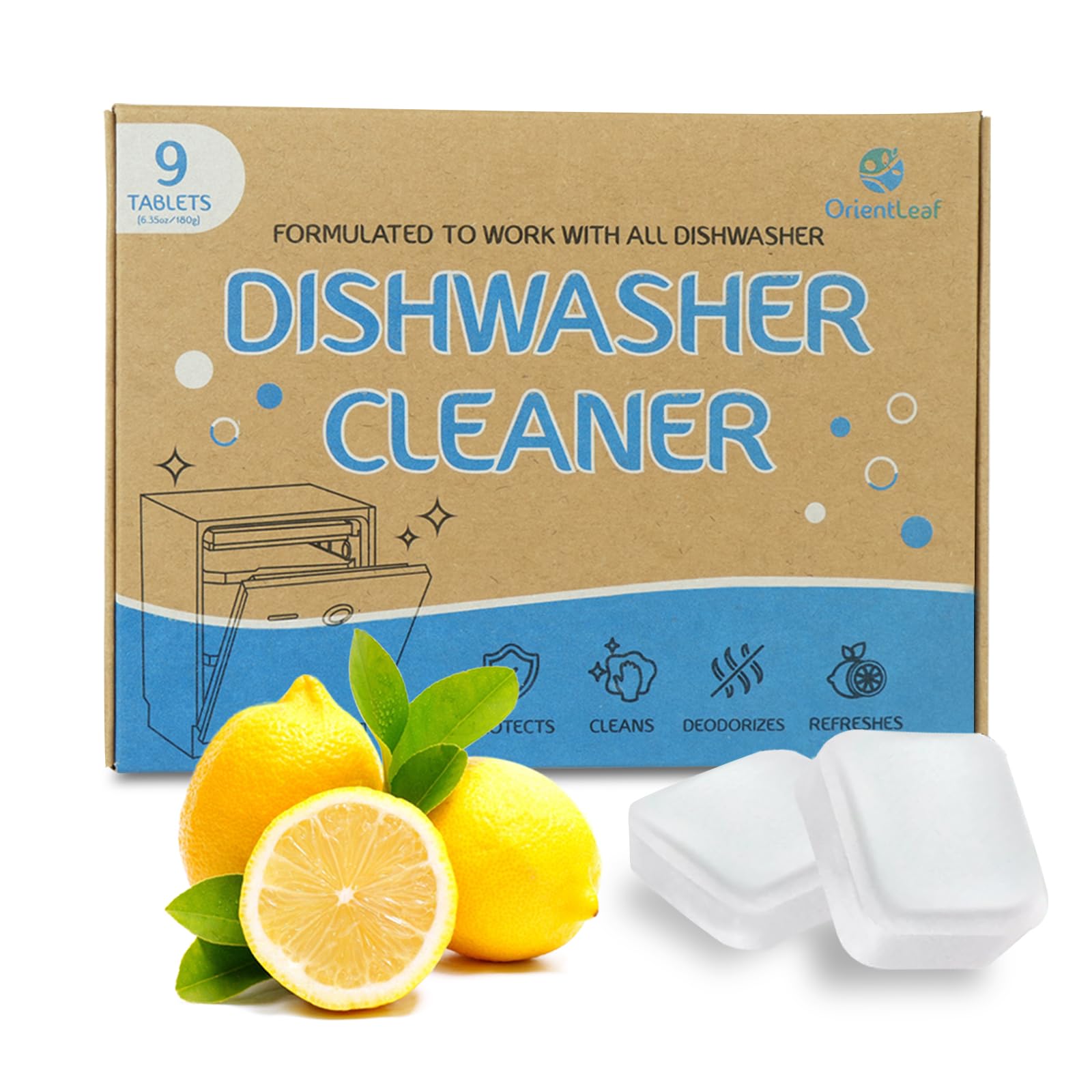 Amazon.com: ORIENTLEAF Dishwasher Cleaner Tablets,9 Pack Lemon Scent ...