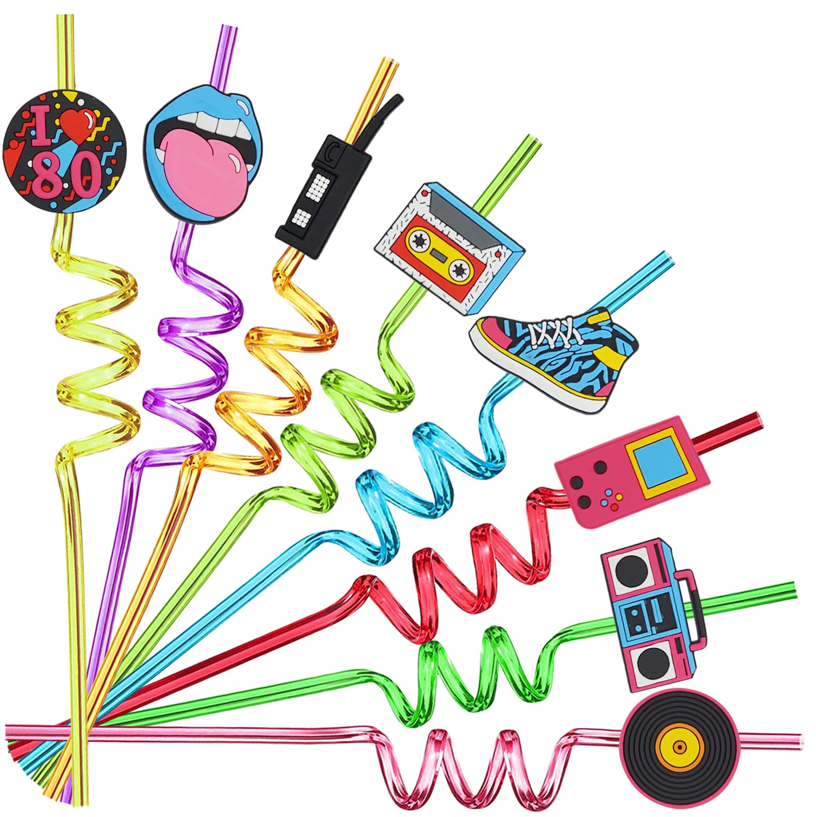 Amazon.com: 24pcs 80s Party Decorations Retro Straws Hip Hop Themed 80s ...