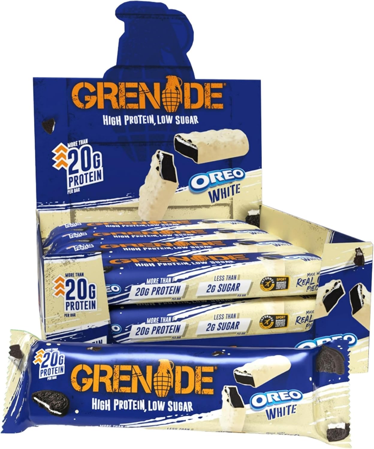 Grenade OREO White Protein Bar - High Protein, Low Sugar, 12 x 60 g ...