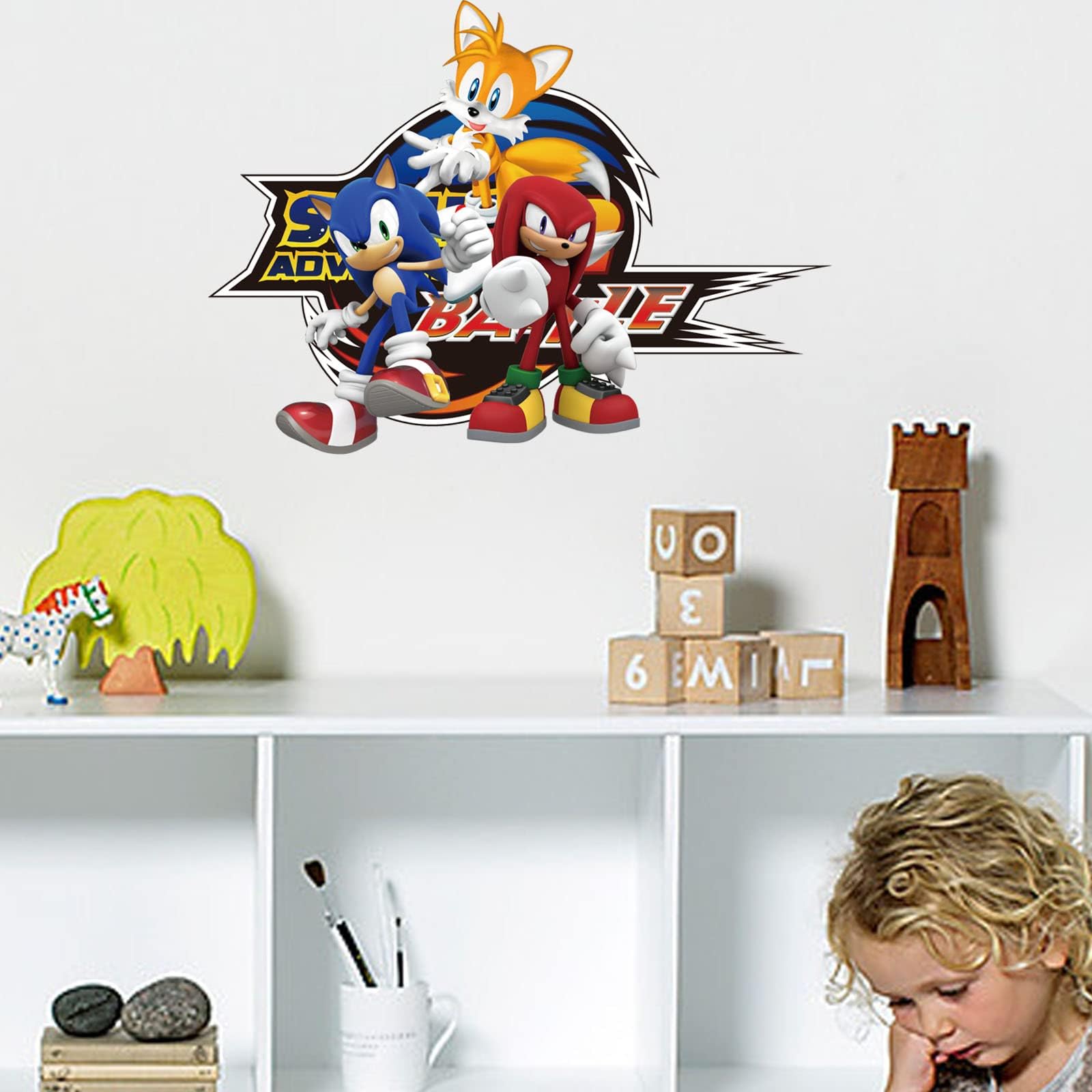 Amazon.com: Vinyl Cartoon Sonic Wall Decal Removable Wall Art Sticker for Kids Sonic Wall Decor ...