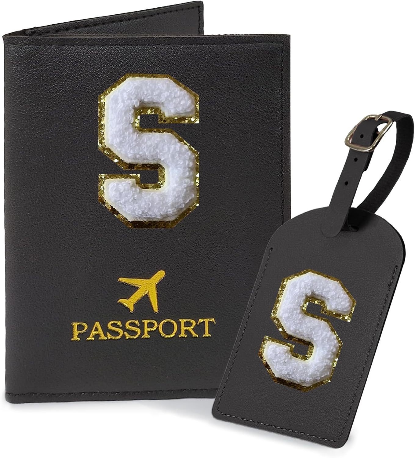 Amazon.com | COSHAYSOO Black Passport Cover Holder and Luggage Tag Set ...