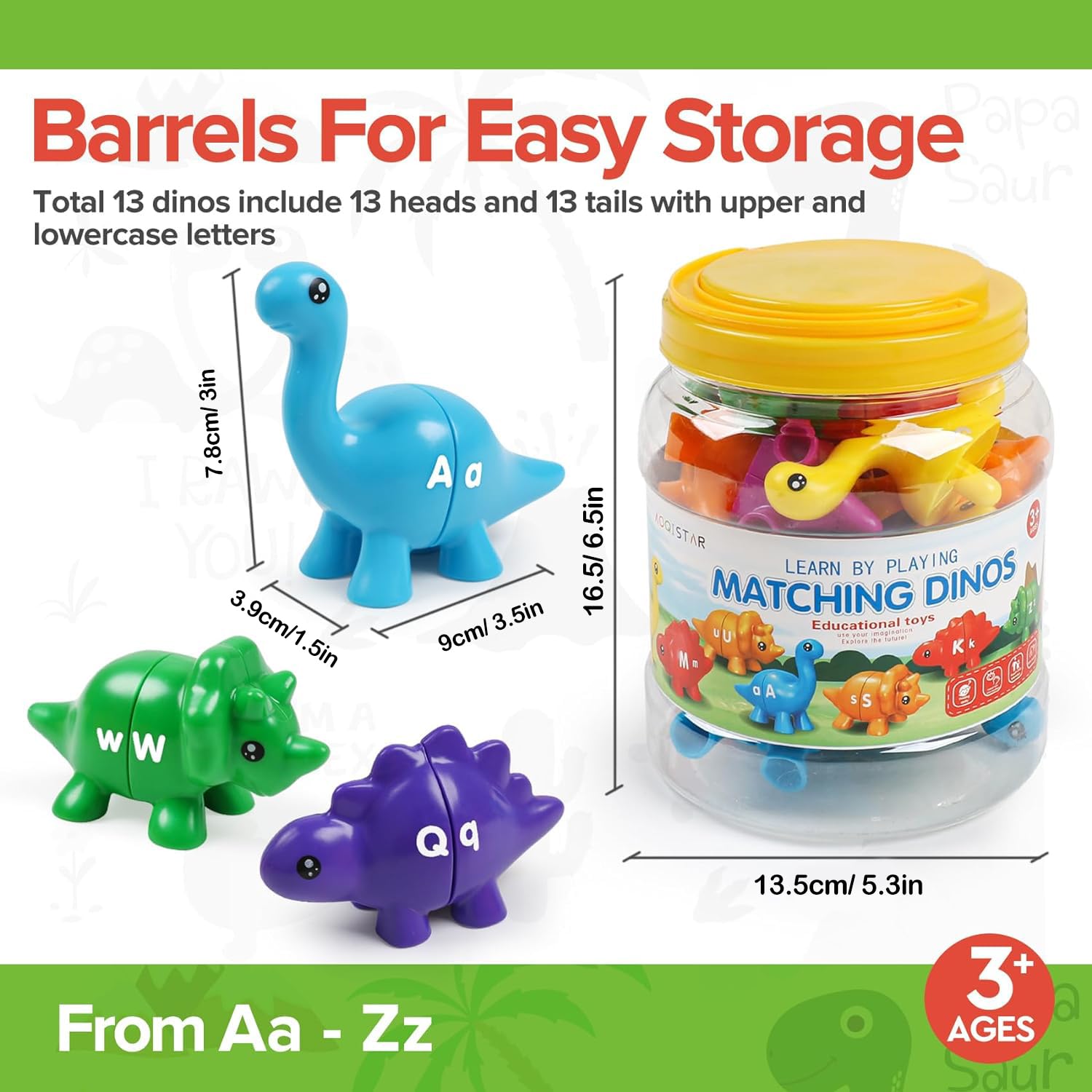 Snapklik.com : Kizh Matching Dinosaur Toys,Double-Sided Alphabet ...