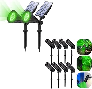 T-SUN Green Solar Spotlights, Solar Tree Lights Outdoor Waterproof ...