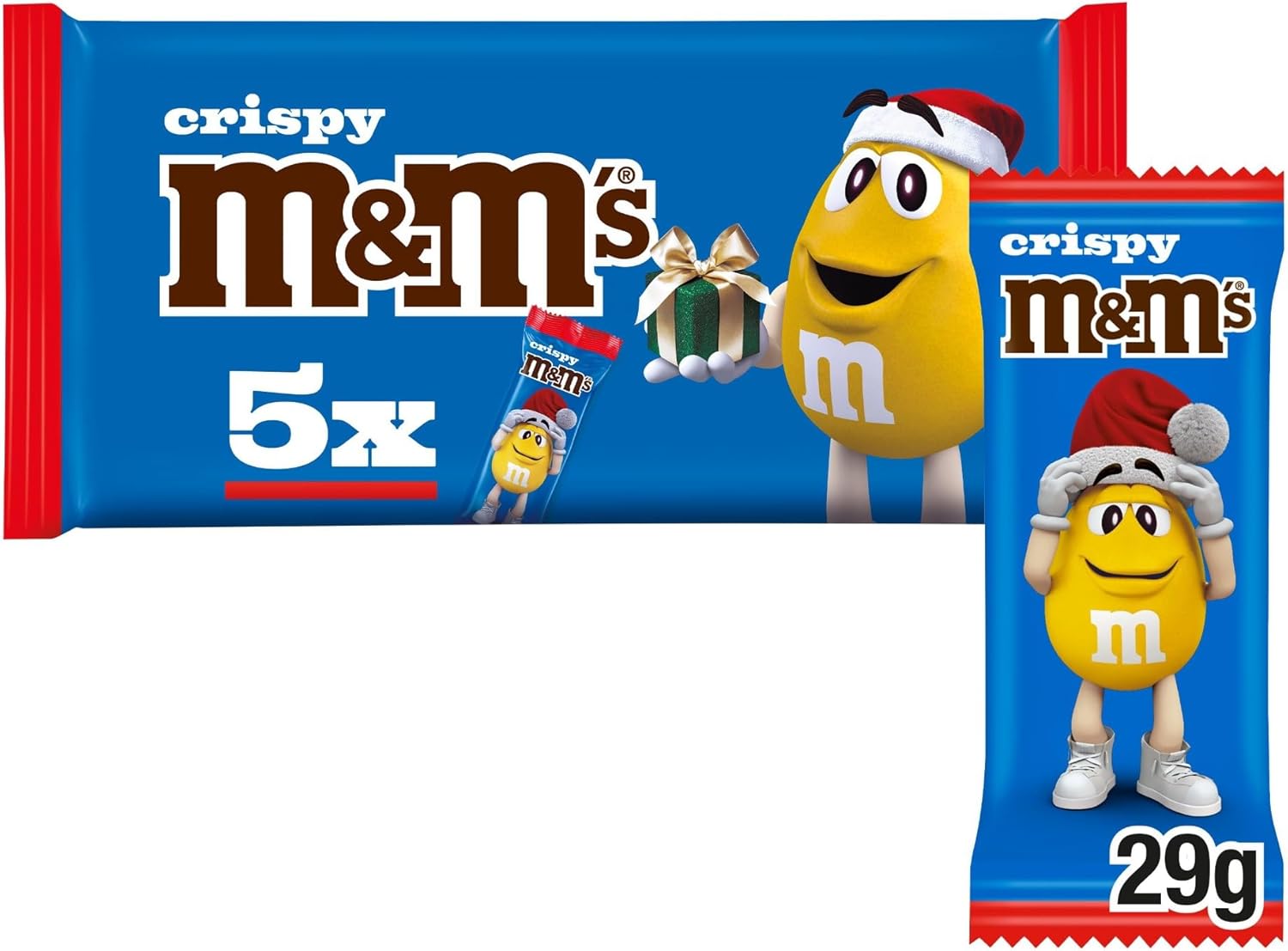 M&M’s Milk Chocolate Crispy Santa Multipack, Crispy, Creamy Filled ...