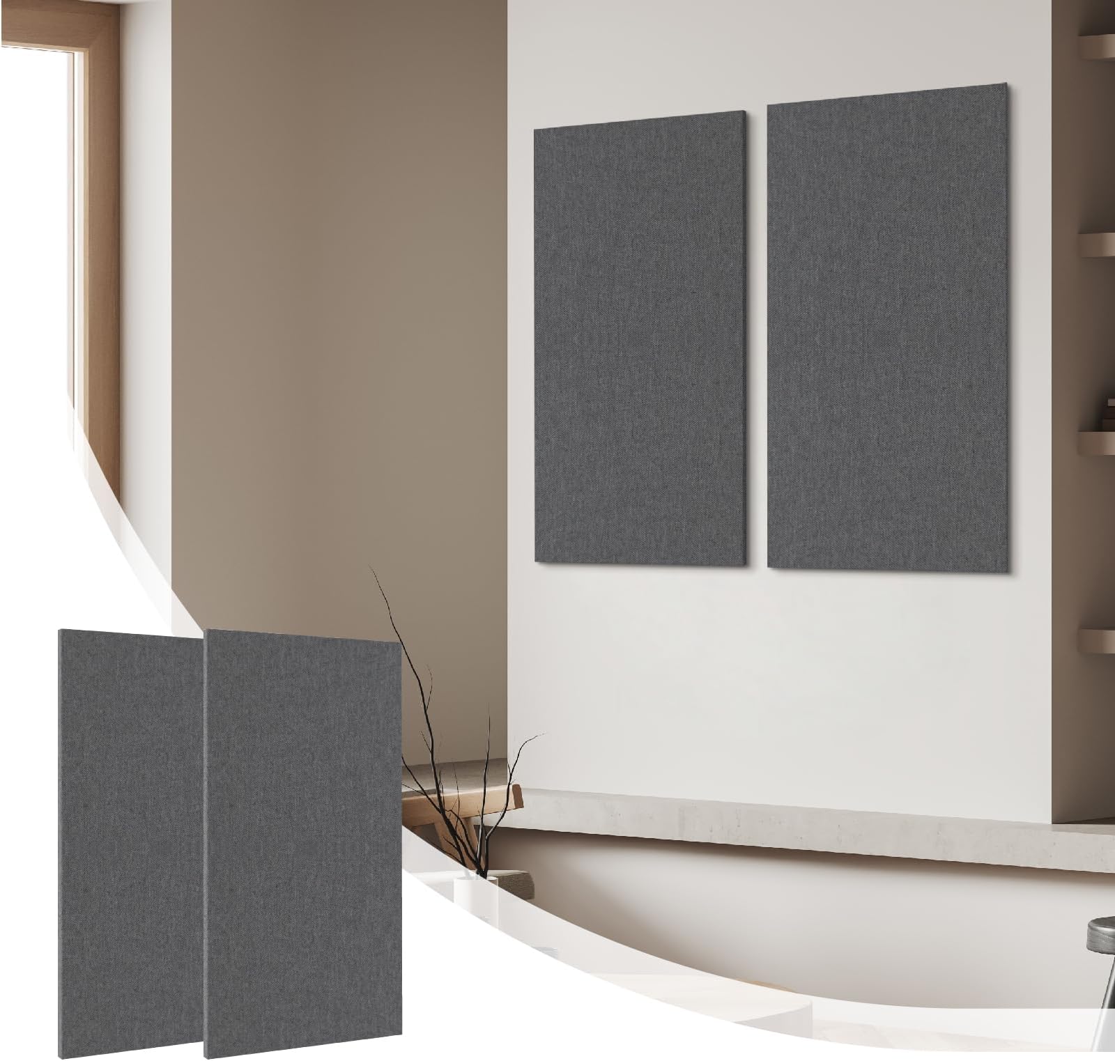Amazon.com: BUBOS 4 PCS Acoustic Panels,24''x12'' Fabric Soundproof ...