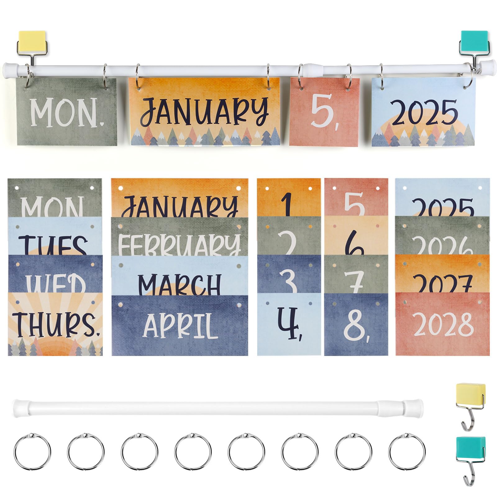 Chalkboard Calendar Mountain Theme Flip Calendar - Magnetic Classroom ...