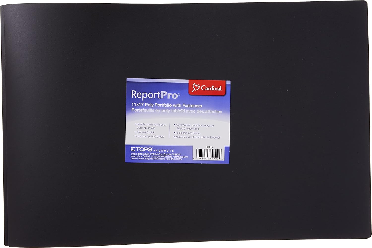 Cardinal Duotang Poly Portfolio with Fasteners, 11" x 17" Presentation ...