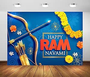 Amazon.com : BELECO 5x4ft Fabric Happy Ram Navami Backdrop Navratri ...