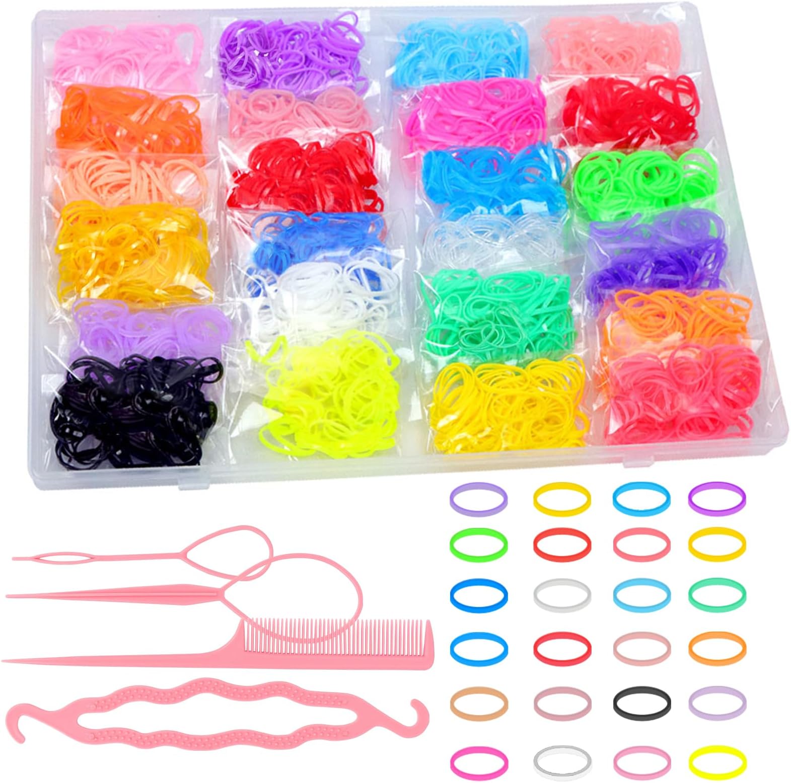 Amazon.com : YGDZ Elastic Hair Bands 24 Colors, 1500 pcs Mini Hair ...