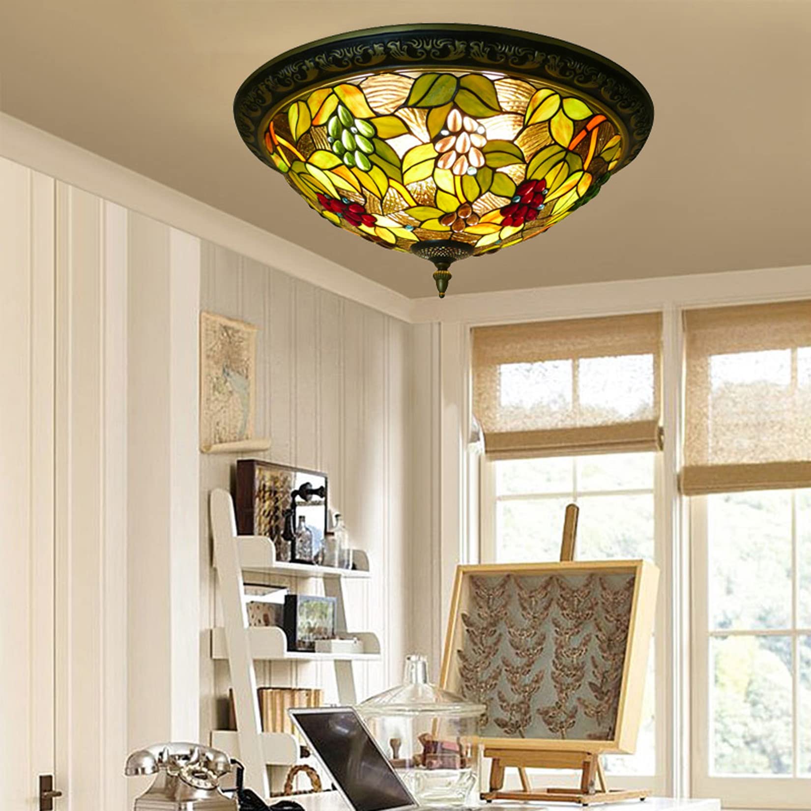 Grape Ceiling Flush Mount Light Fixtures Tiffany Vintage Grape