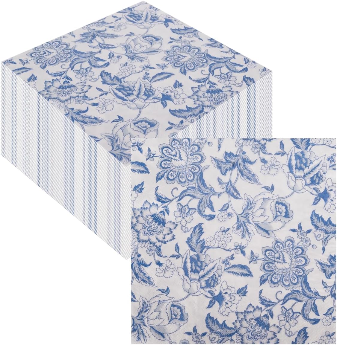 AnyDesign 80 Pcs Blue Floral Paper Napkins, 6.5 x 6.5 Inch : Amazon.co ...