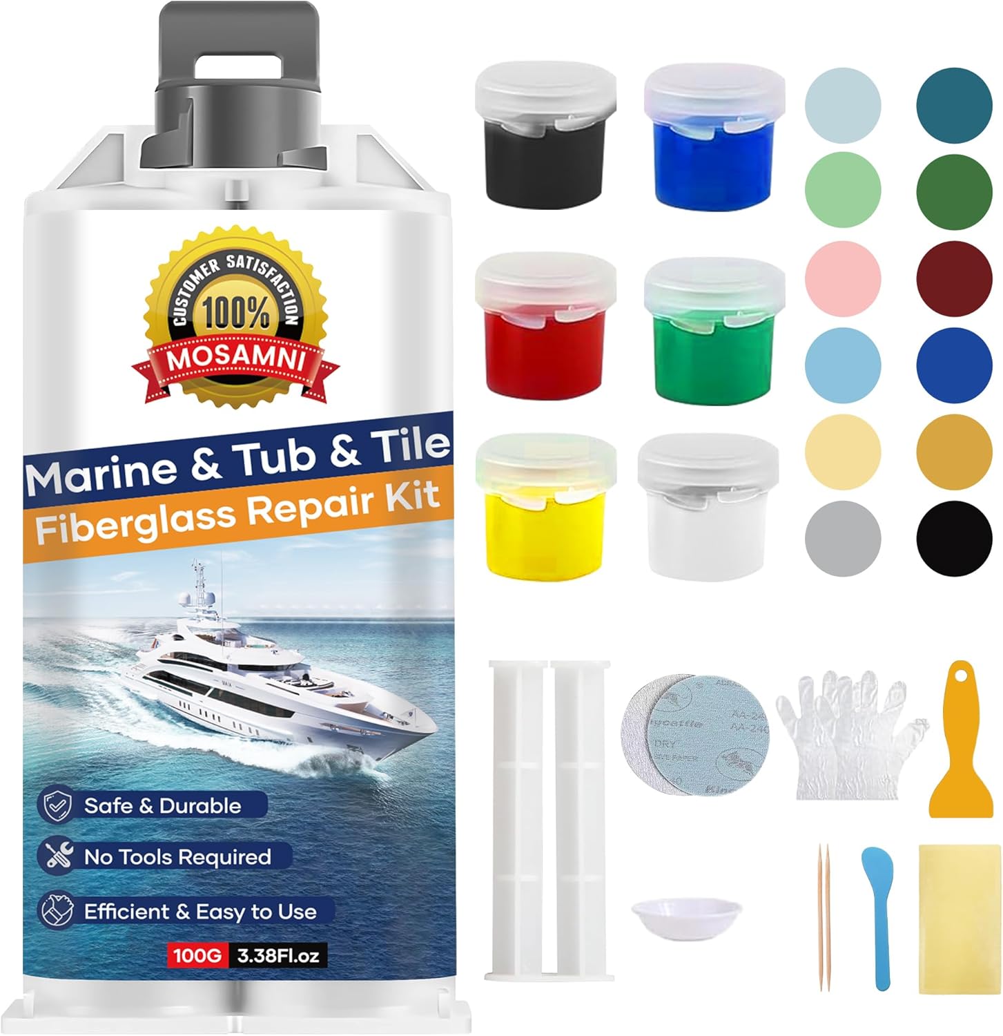 Amazon.com : MOSAMNI Marine Fiberglass Repair Kit, Color Matching Gel ...