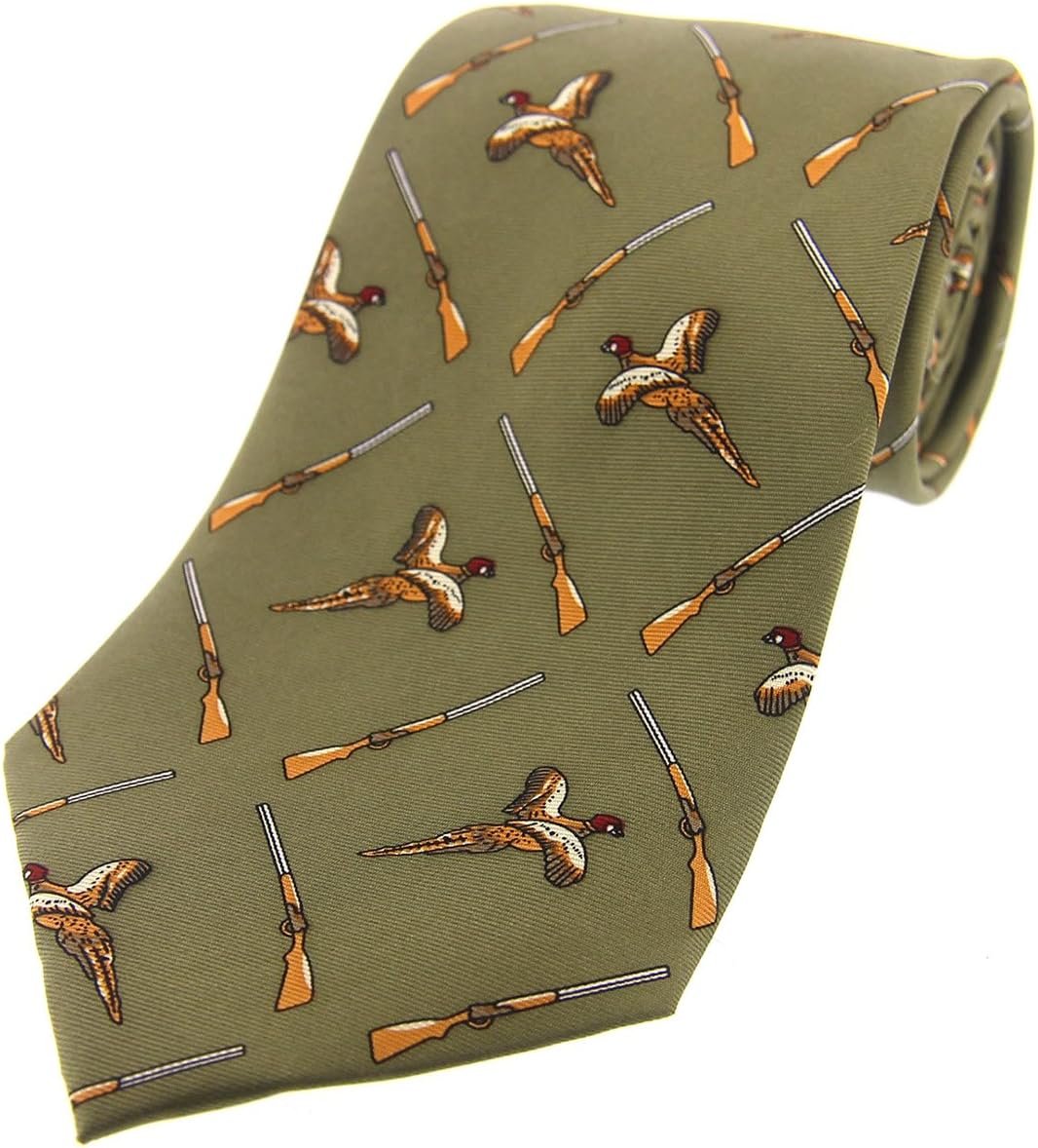 Soprano Country Green Flying Pheasants and Shotguns Country Silk Tie ...