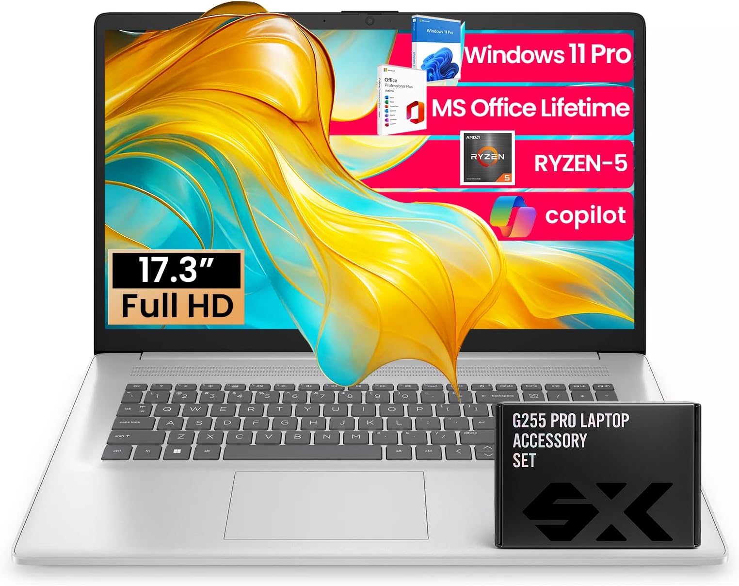 Amazon.com: HP 2025 17 inch Laptop Business, 17.3" IPS FHD Display, AMD ...