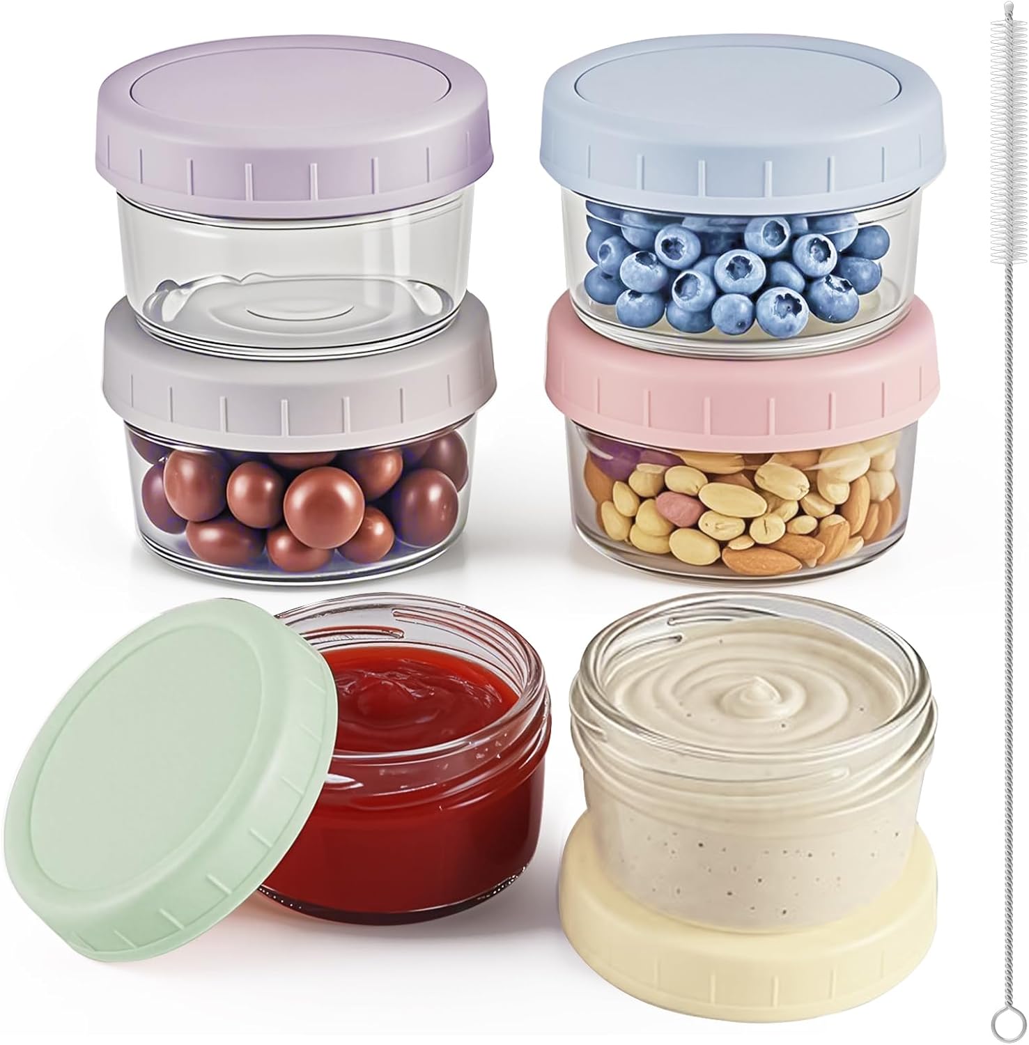 Amazon.com: Osldims 6-Pack Glass Condiment Containers with Lids ...