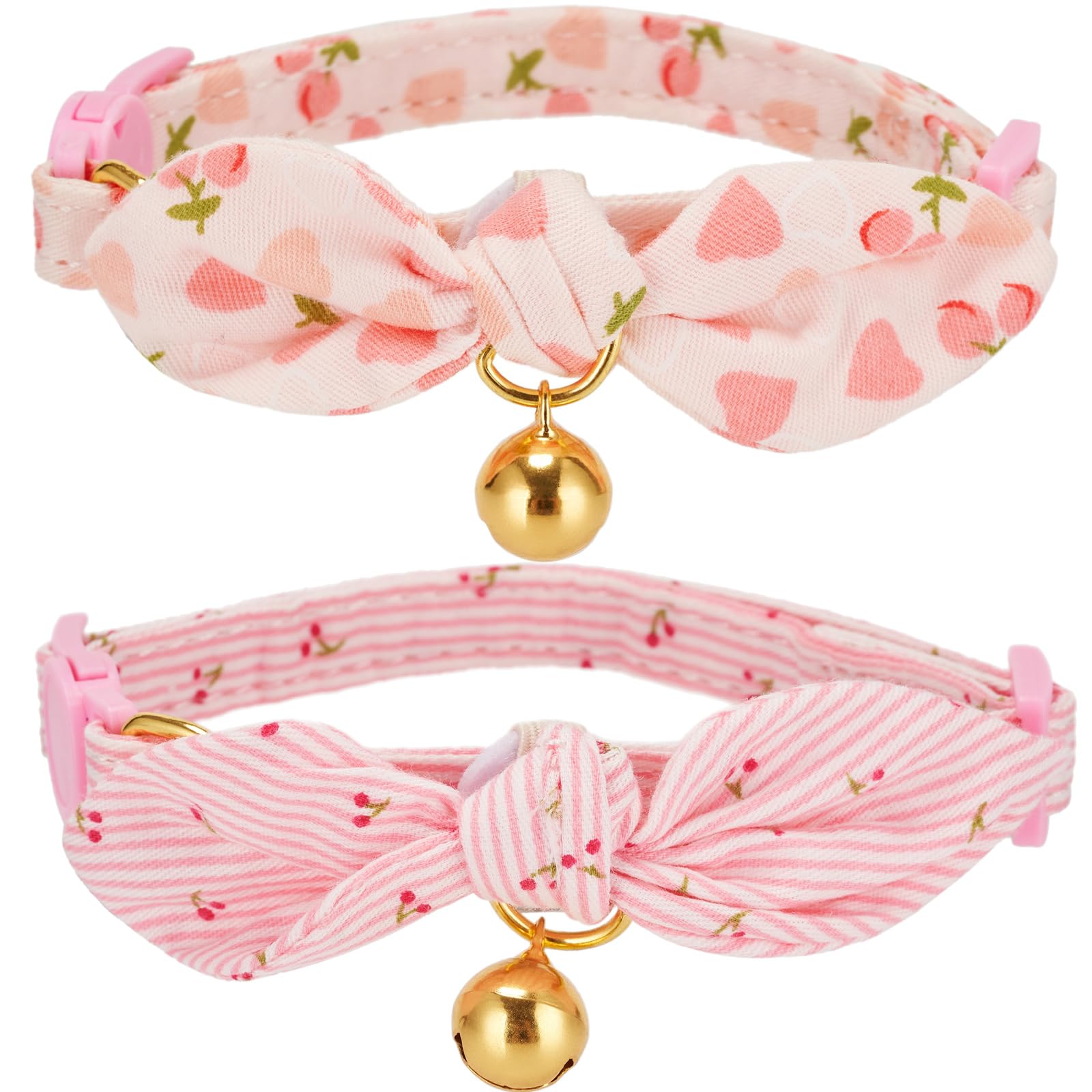 YUDOTE Soft Cotton Cat Collar with Removeable Hand-tied Bowtie,Pack of ...
