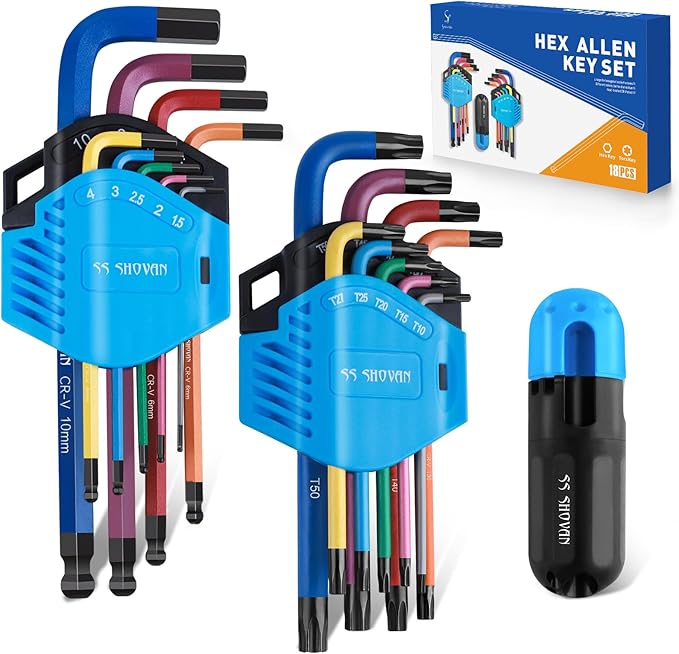 ss shovan 18PCS Allen Key Set, Metric Ball End Hex Key Set and Torx ...