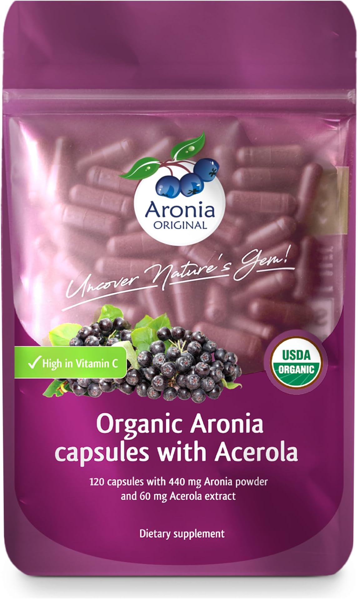 Amazon.com: Aronia Berry Capsules Organic (60 Servings) | 17,600 mg ...