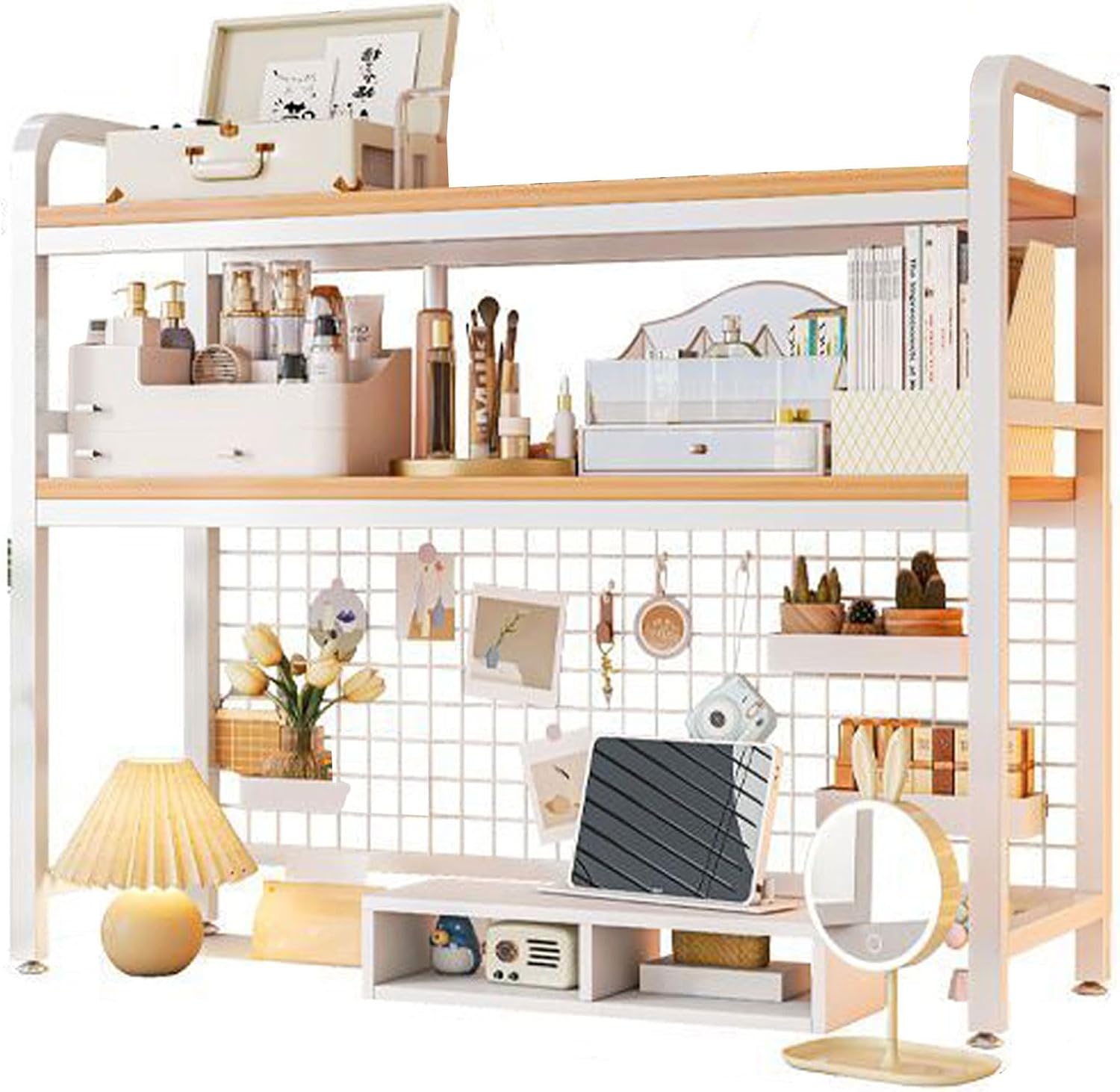 Amazon.com: OOFAYJIA 2-Tier Metal Desktop Hutch Bookshelf, 45.3" Desk ...