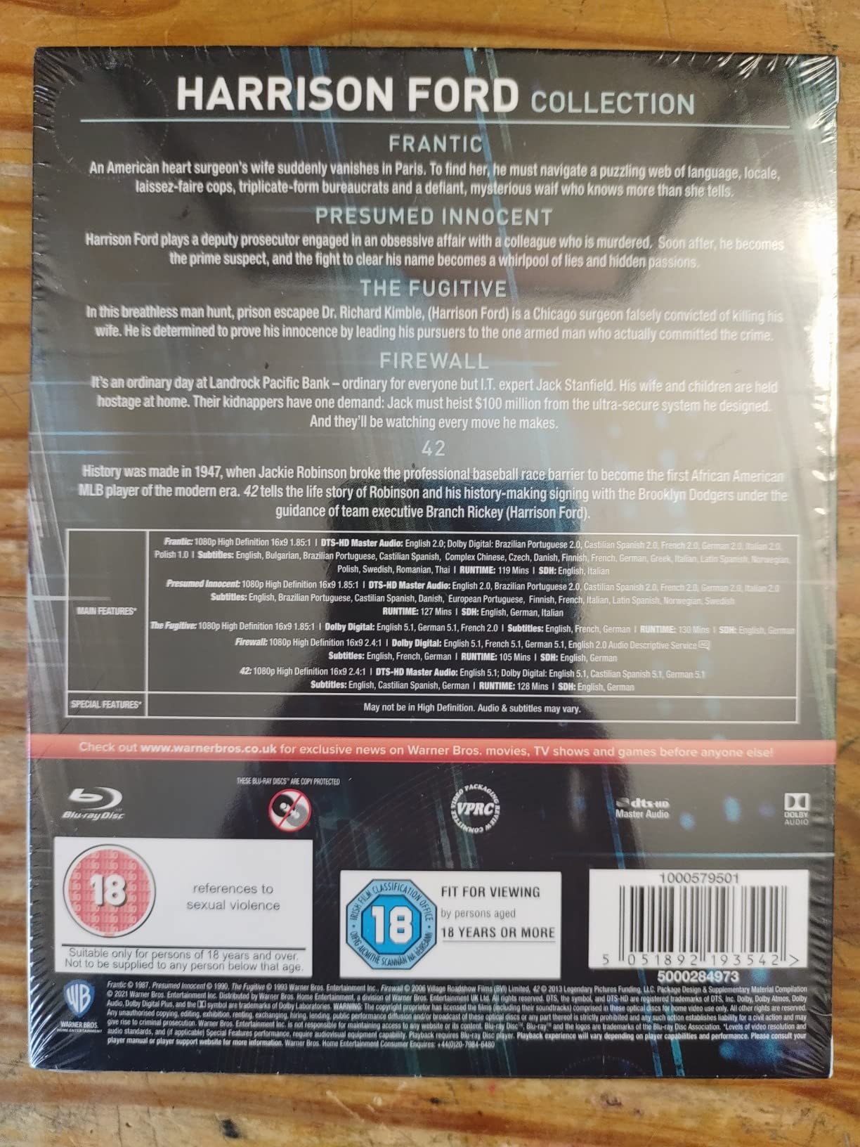 Harrison Ford Collection [5 Film] [Blu-ray] [2015] [Region Free ...