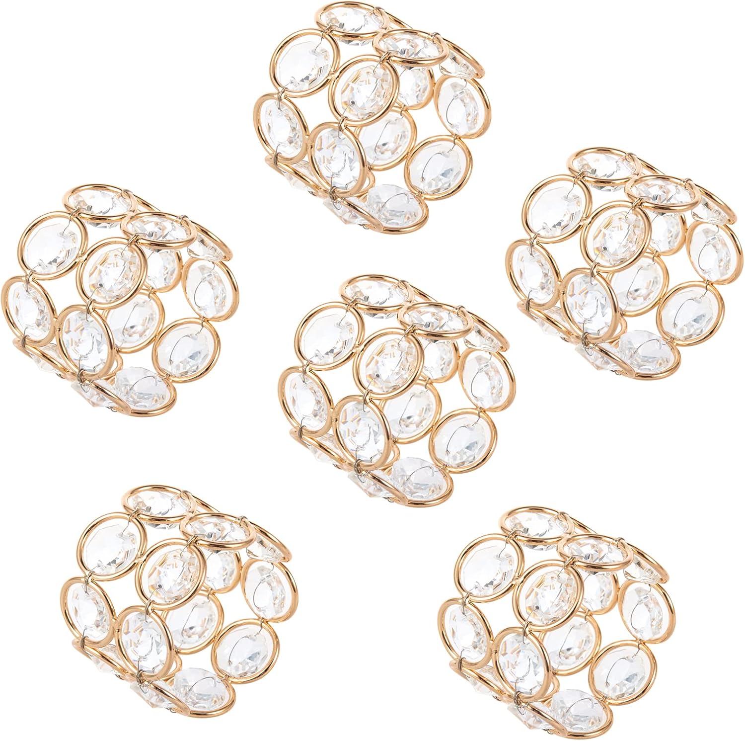 Amazon.com: Feyarl Set of 6 pcs Crystal Napkin Rings Beads Sparkly ...