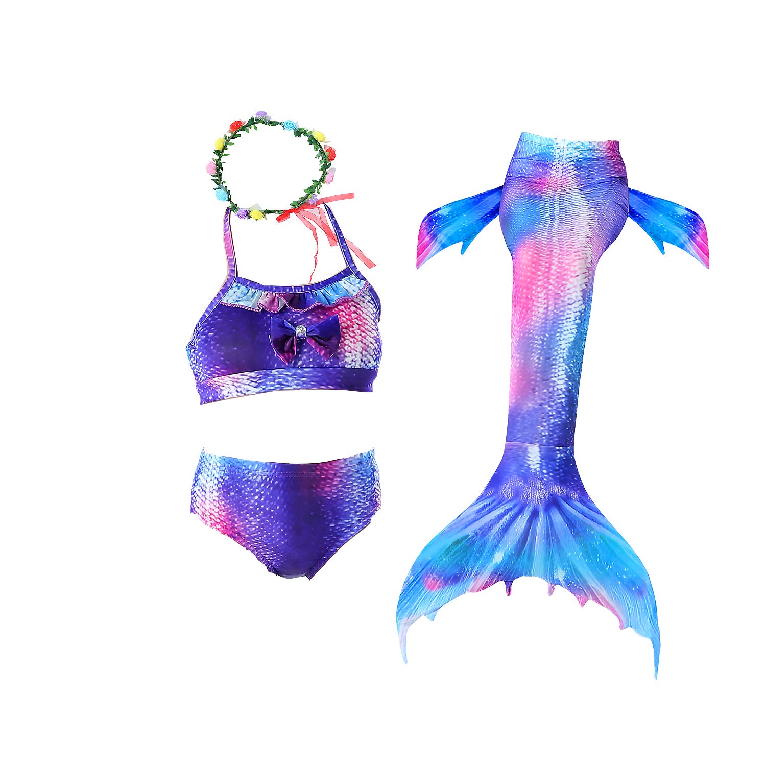 Buy 4 Pcs Girls Swimsuit Mermaid Tails for Swimming Princess Bikini ...