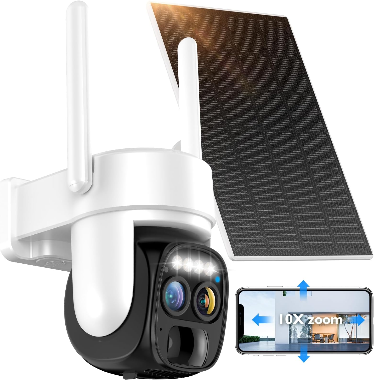 Amazon.com : Hawkray Solar Security Wireless Outdoor Camera Dual-Lens ...