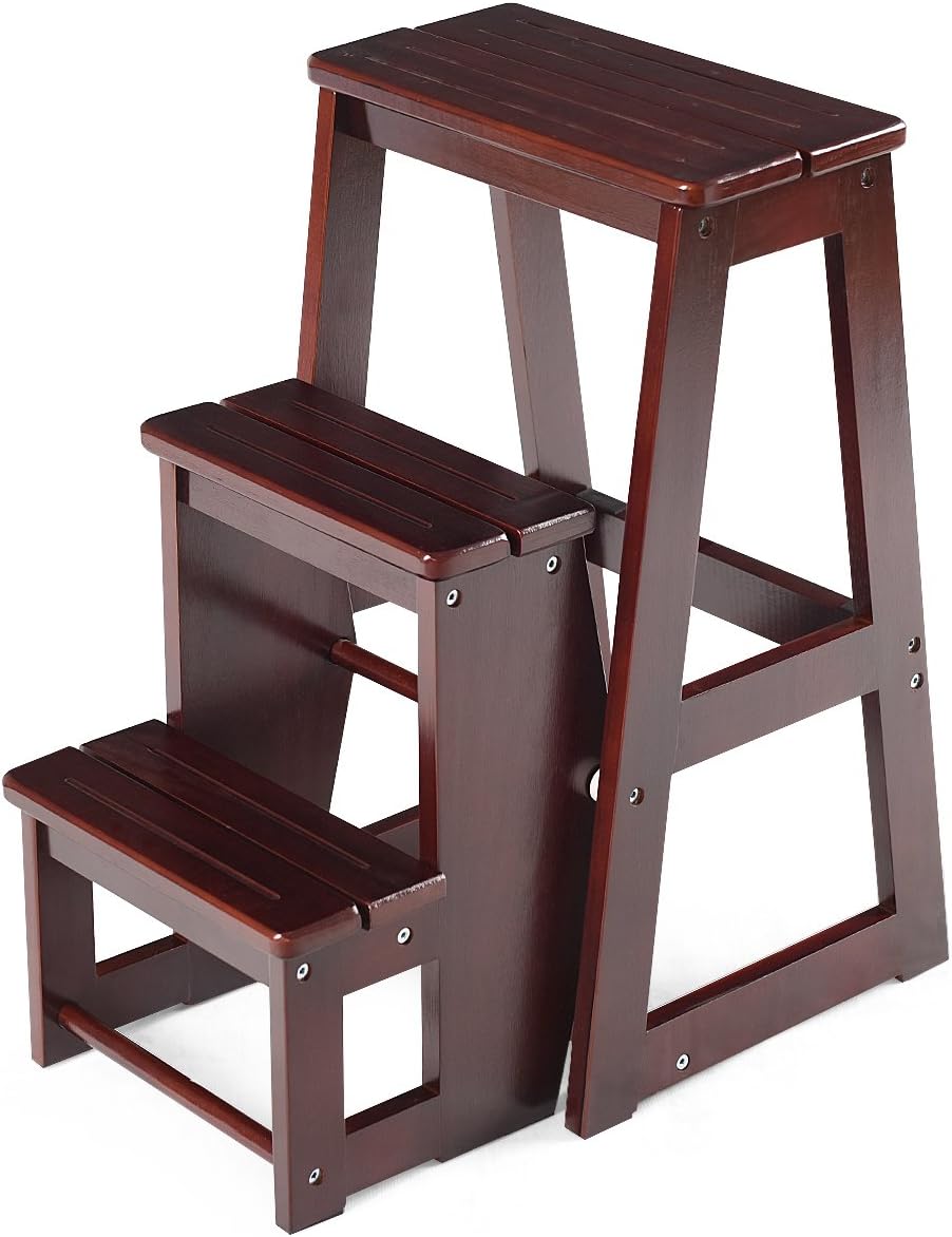 Trittleiter Hocker Holzhocker 3 Stufen Klapptritt stapelbar Schemel ...