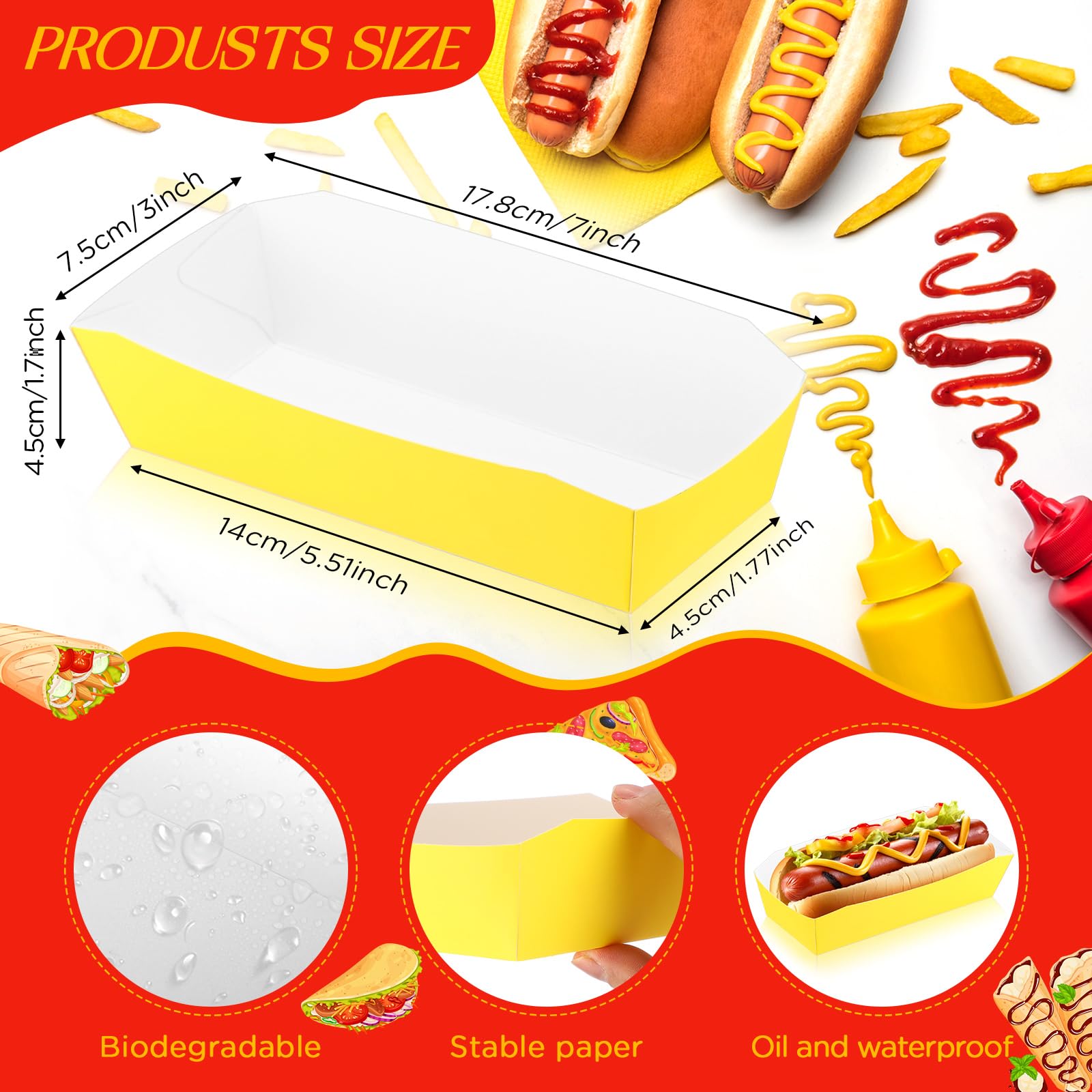 Snapklik.com : Yeaqee 100 Pcs 7" Paper Hot Dog Trays Halloween ...