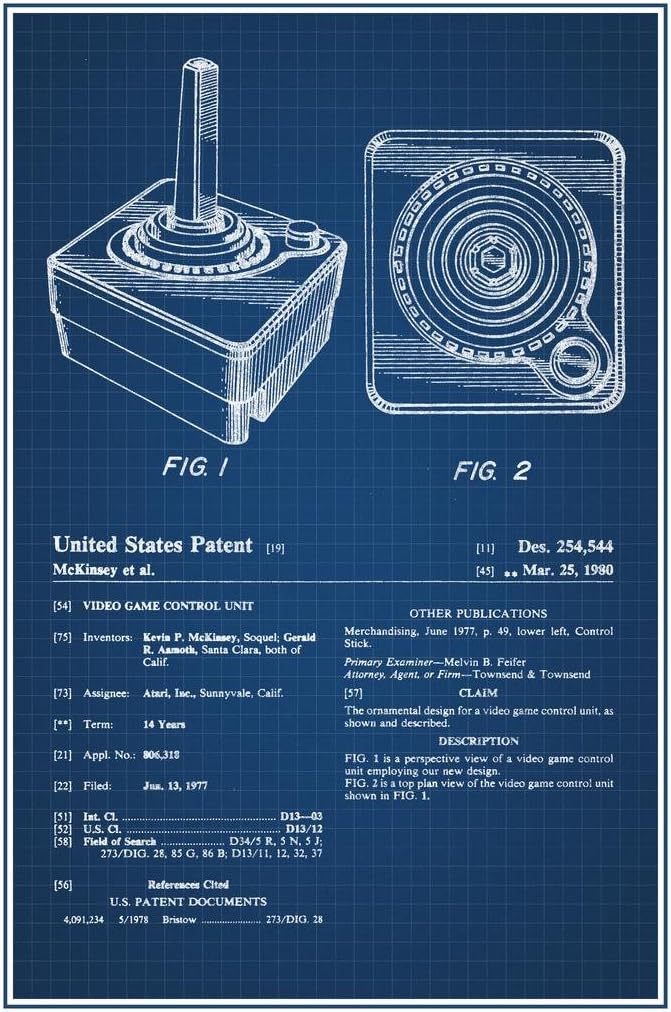 Amazon.com: Poster Foundry Joystick Video Game Gaming Official Patent ...