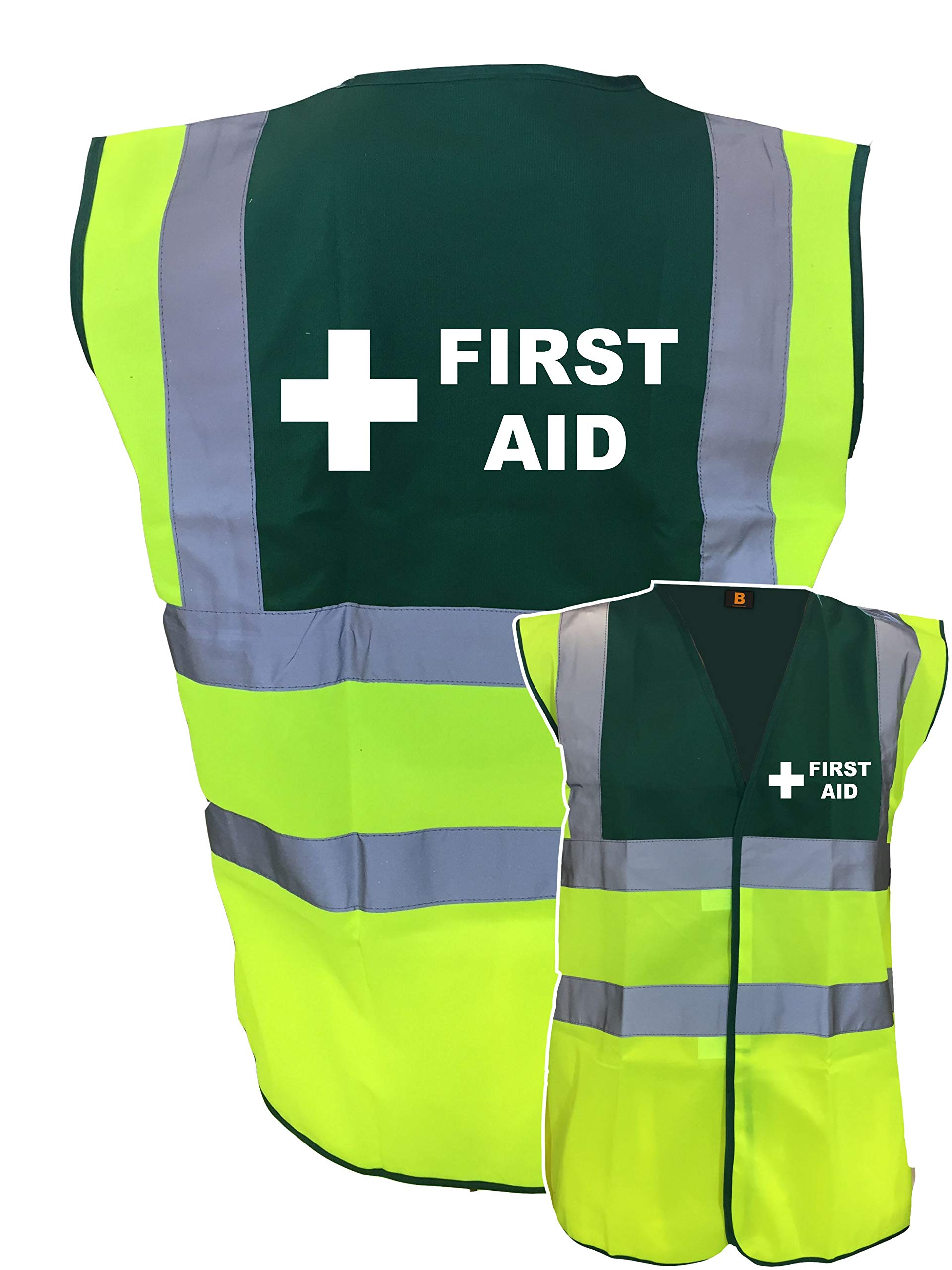 Buy Premium First Aid Yellow Green Hi Vis Viz Reflective Safety Vest ...