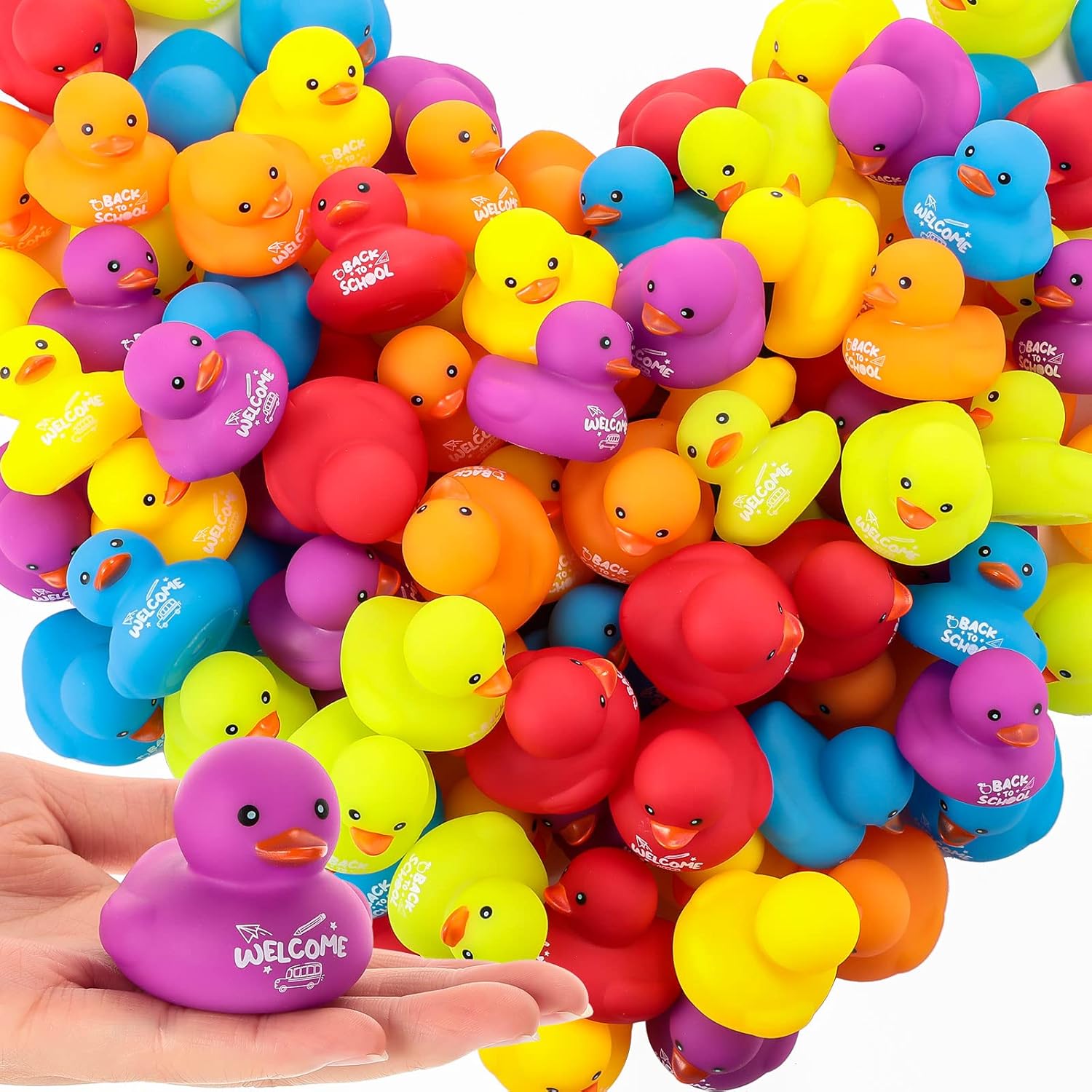 Amazon.com: Leitee 100 Pcs Rubber Duck 1.9 Inch Mini Ducks Squeak and ...