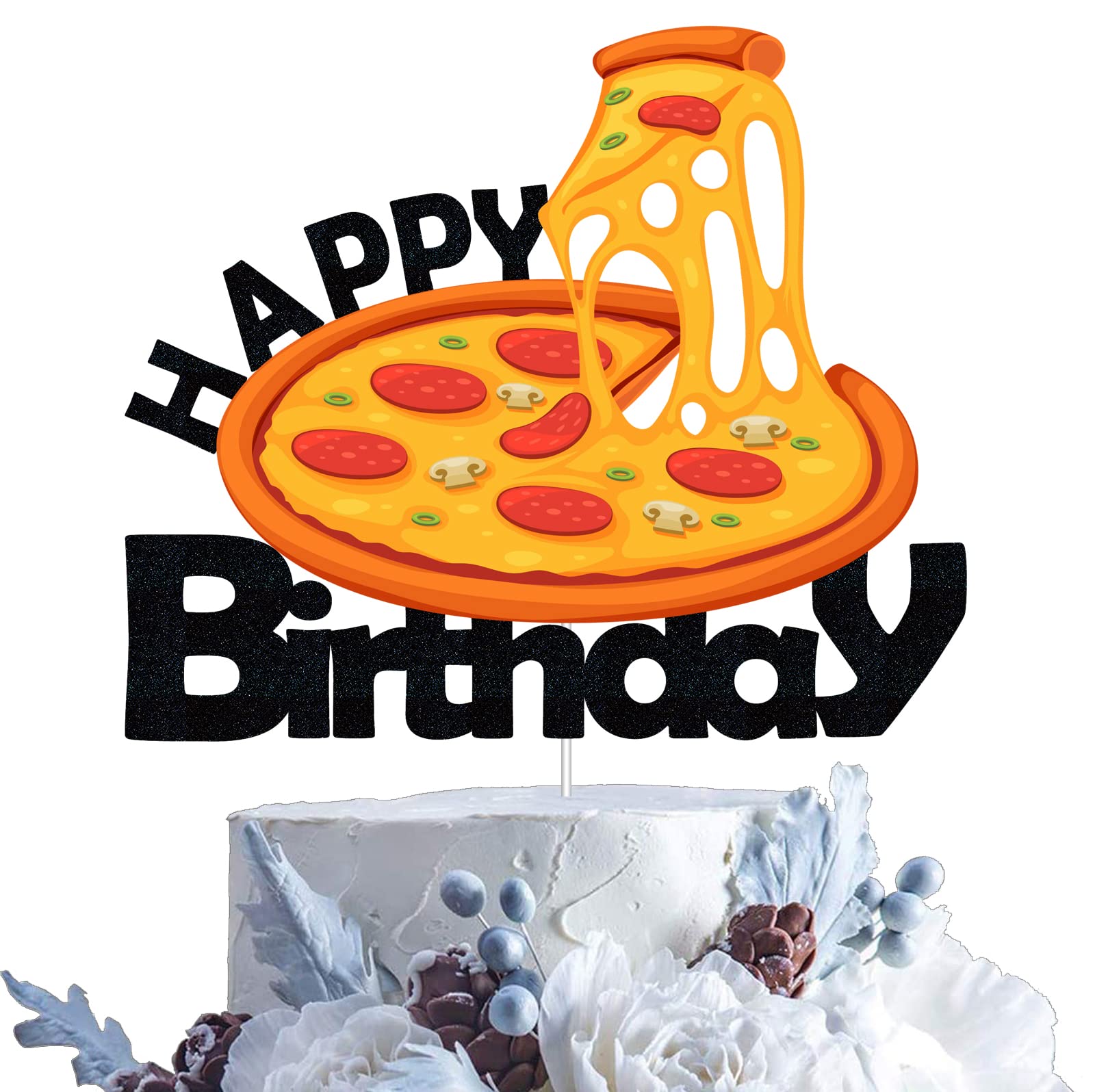 Amazon.com: Pizza Happy Birthday Cake Topper - Italy Food Pizza ...