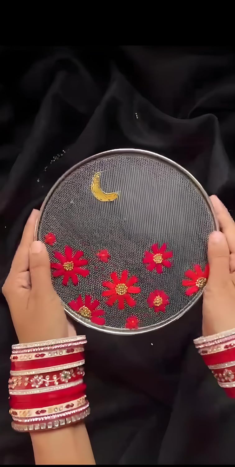 KARVA CHAUT THALI, KARVA CHAUTH CHALNI with Beautifull Embroidery of ...