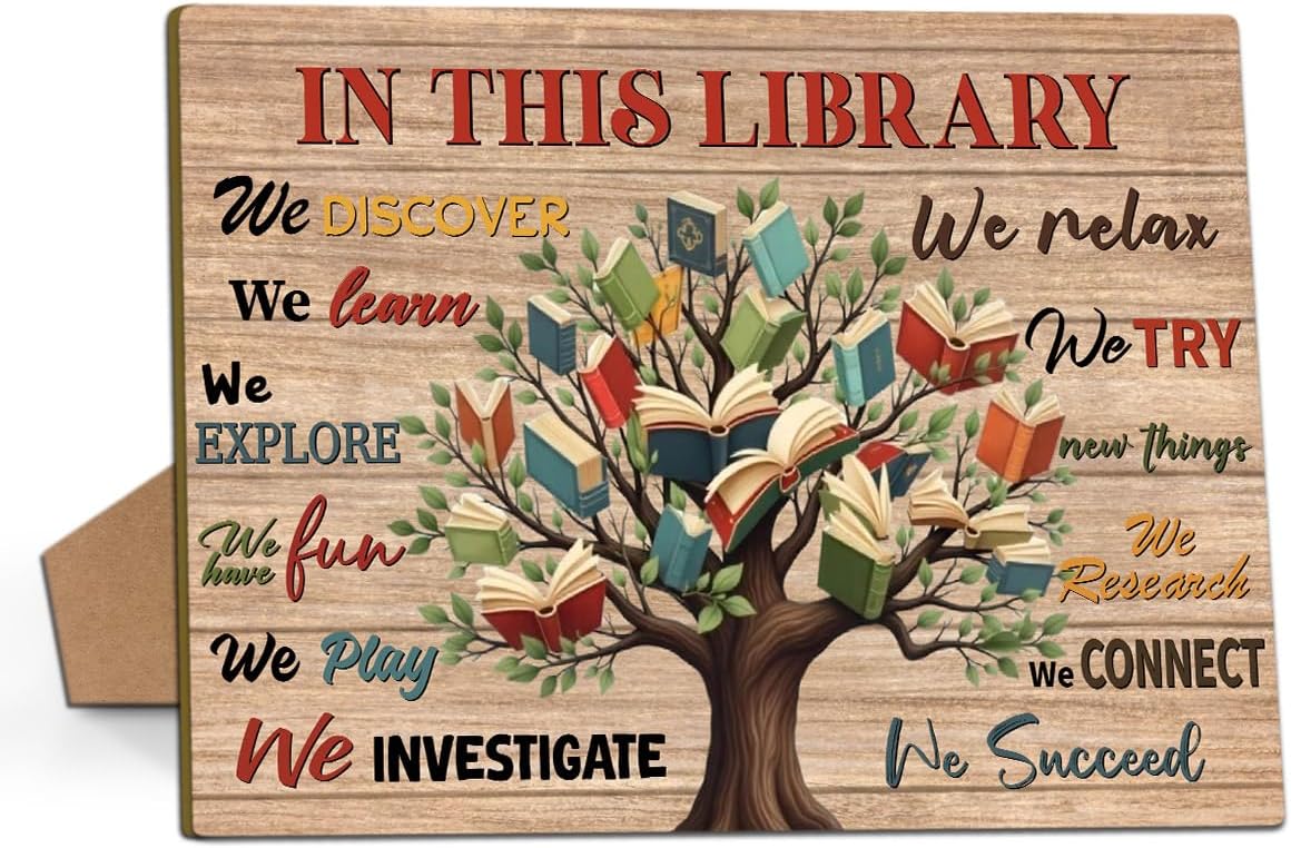 Amazon.com: In This Library Wood Tabletop Sign 8x11, Welcome Reading ...