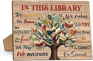 Amazon.com: In This Library Wood Tabletop Sign 8x11, Welcome Reading ...
