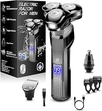 Amazon.com: Men's Electric Razor, Upgraded 4D Floating Magnetic Blade ...