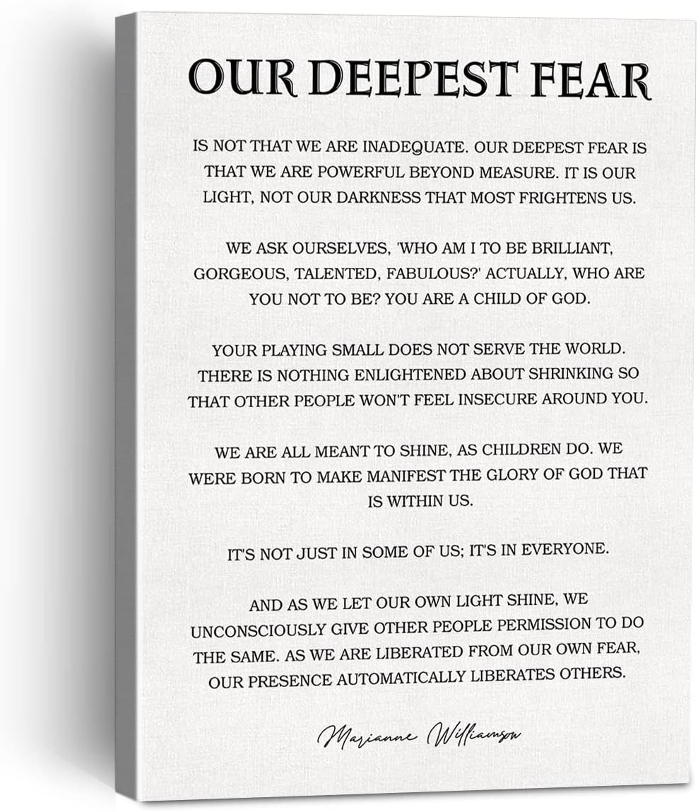 Amazon.com: Inspirational Our Deepest Fear Poem Canvas Painting Framed ...