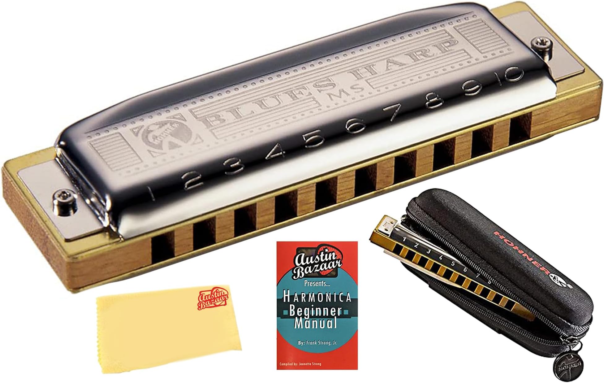 Amazon.com: Hohner Harmonica 532 Blues Harp MS - Key of C Bundle with ...