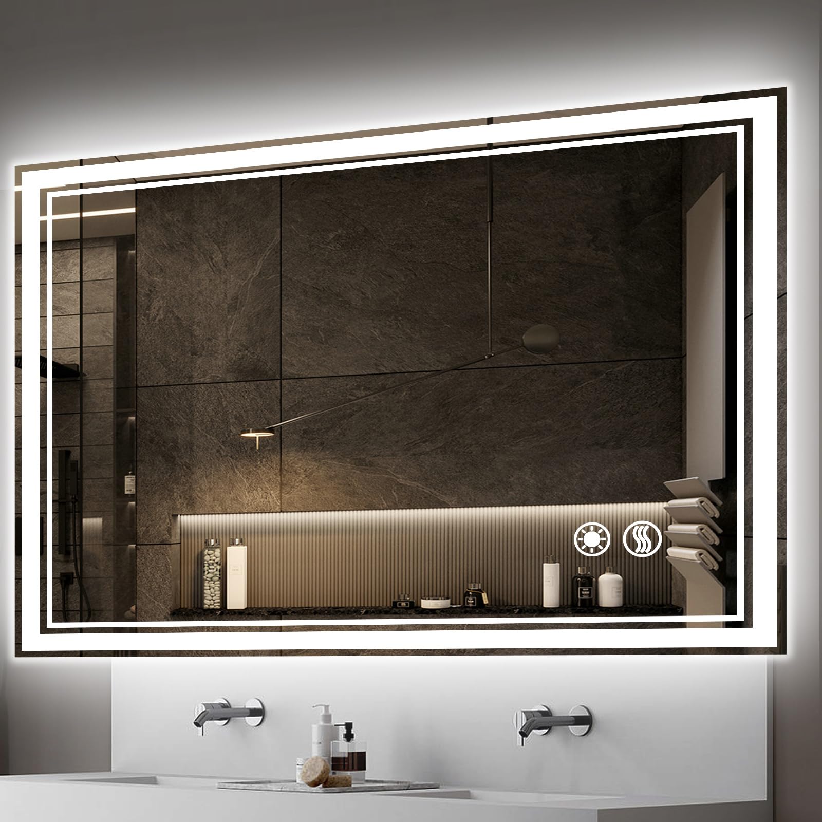 Amazon.com: COLMERD 48 x 28'' LED Mirror for Bathroom Anti-Fogging ...