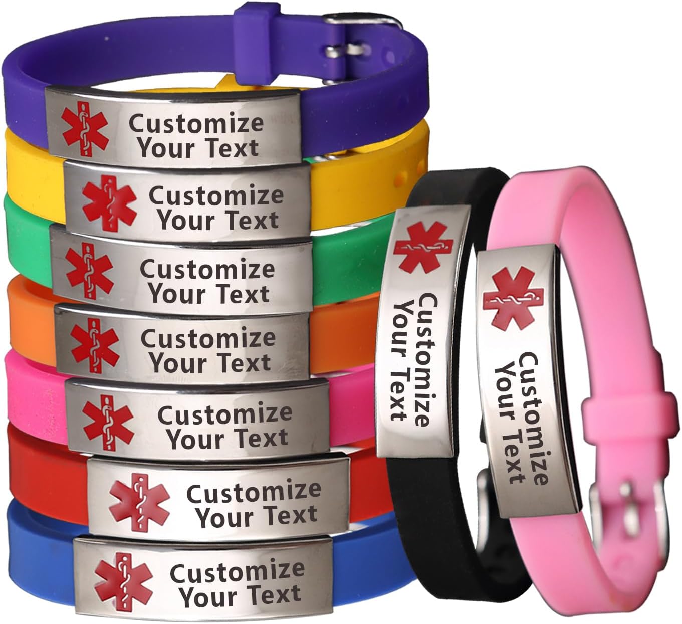 Amazon.com: AOK Medical Alert Bracelet Personalized Silicone Wristbands ...